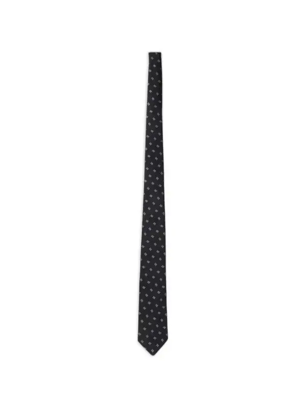 Emporio Armani Logo Jacquard Silk Tie - Blue
