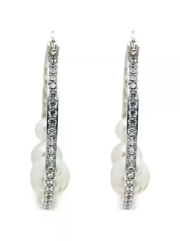 Miu Miu Faux Pearl And Crystal Hoop Earrings