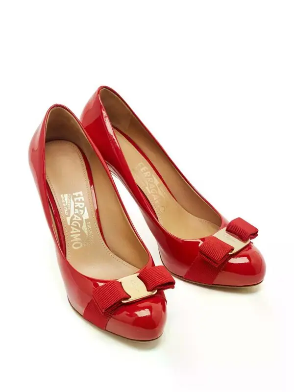 FERRAGAMO Vara Bow Patent Leather High Stiletto Heel Pumps