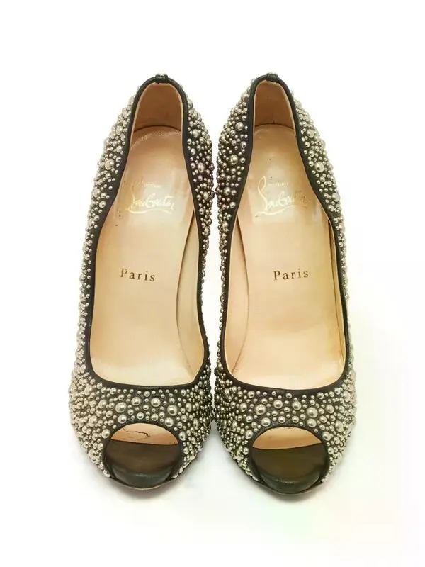 CHRISTIAN LOUBOUTIN Studded Peep-toe Pumps