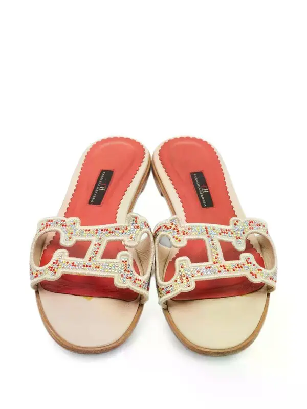 Carolina Herrera Crystal Embellished Ch Logo Slides
