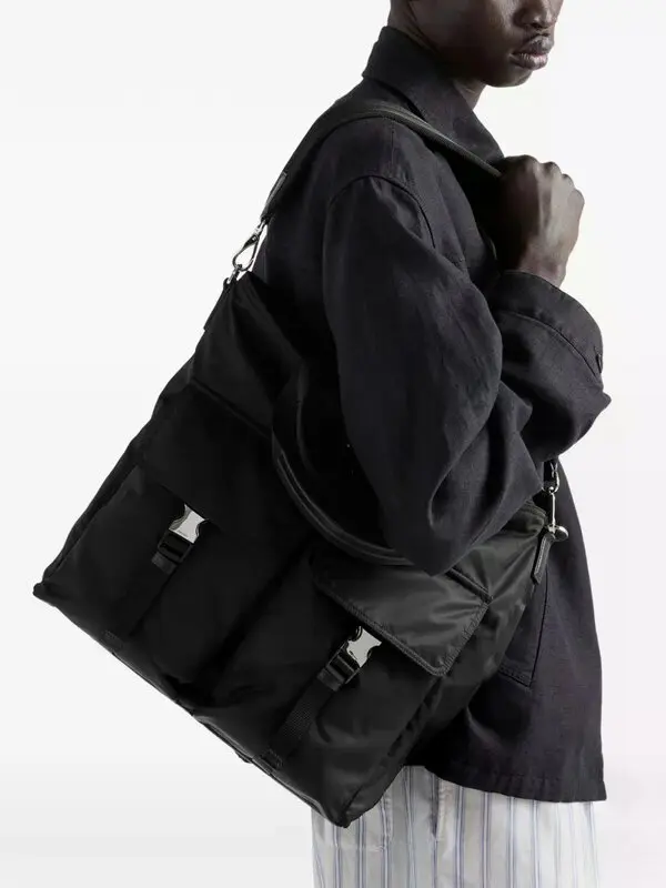 Prada Re-nylon And Leather Tote Bag - Black
