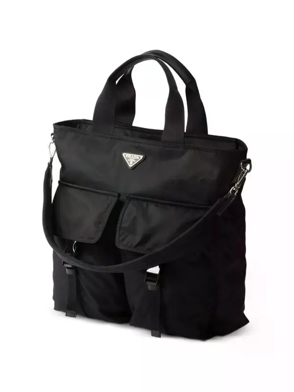 Prada Re-nylon And Leather Tote Bag - Black