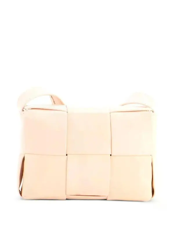 Bottega Veneta Cassette Maxi Intrecciato Leather Candy Crossbody Bag - Neutrals