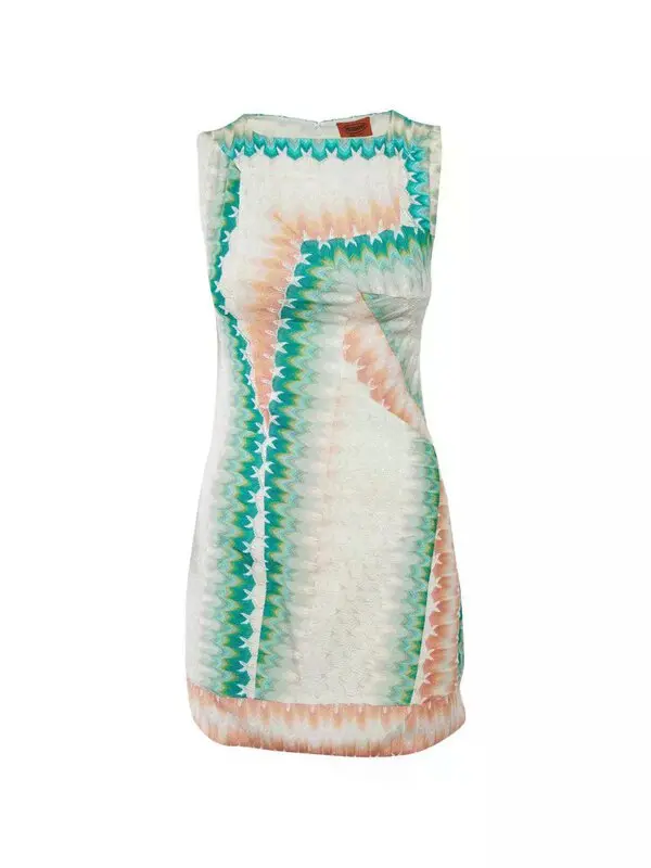 Missoni Crochet Knit Chevron Mini Dress - White