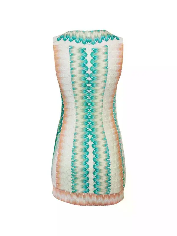 Missoni Crochet Knit Chevron Mini Dress - White