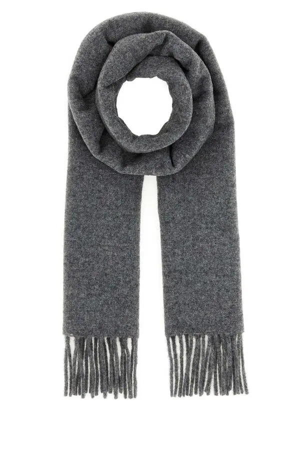 JIL SANDER Dark Grey Wool Scarf - Gray