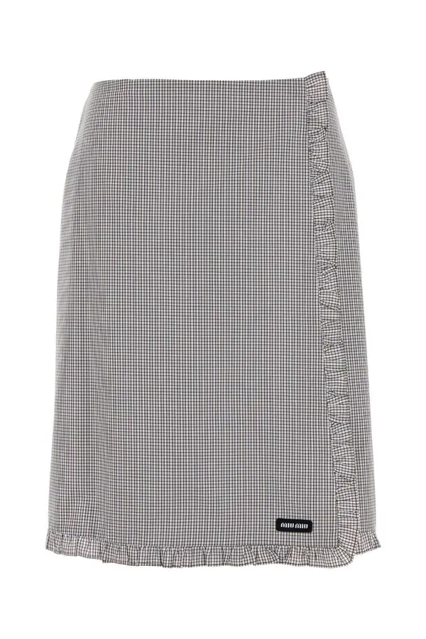 Miu Miu Embroidered Poplin Skirt - Multicolor