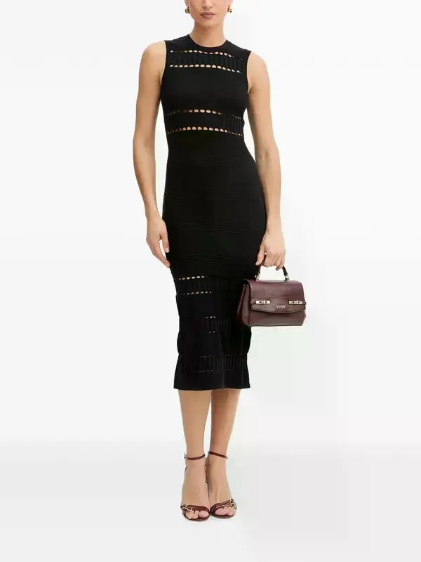 TWINSET Ribbed Knit Cut-out Midi Dress