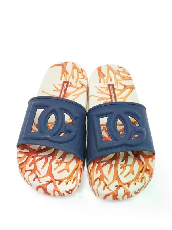 Dolce & Gabbana Coral Print Dg Logo Slides