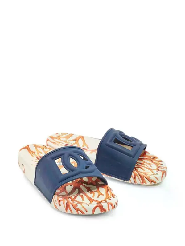 Dolce & Gabbana Coral Print Dg Logo Slides