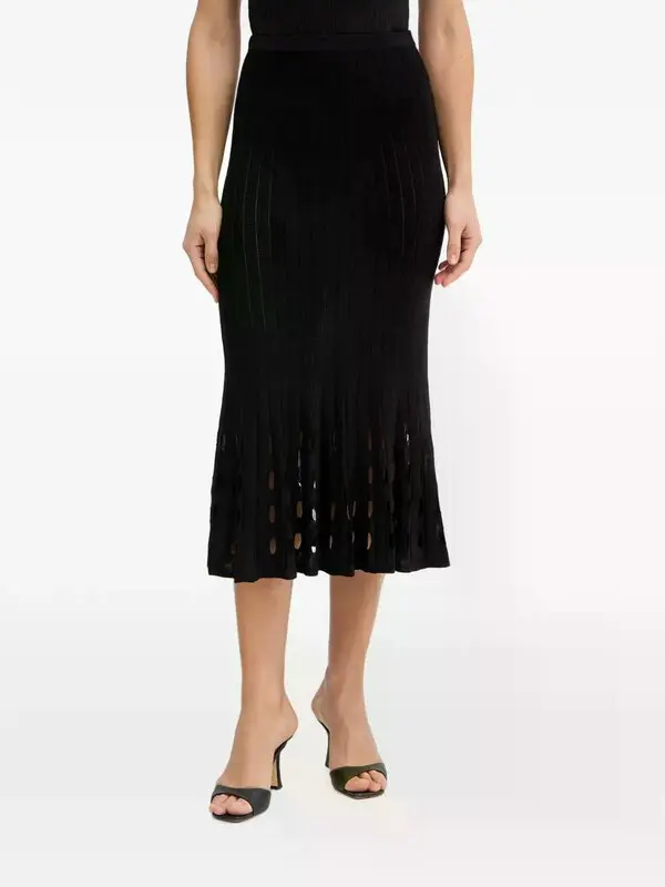 TWINSET Ribbed Cut-out Midi Skirt - Black