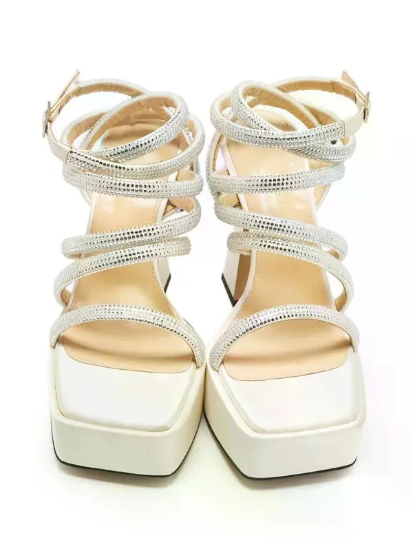 Mach & Mach Sydney Crystal-studded Sandals - Neutrals