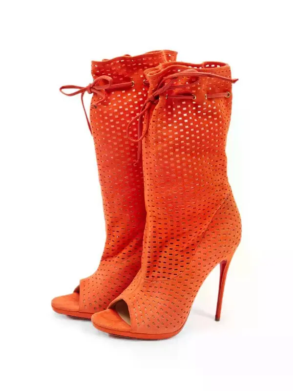 CHRISTIAN LOUBOUTIN Suede Perforated Ankle Pumps