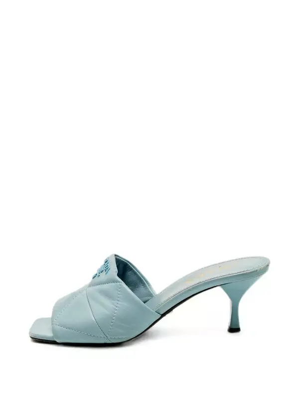 Prada Logo-appliqué Quilted Leather Sandals - Blue