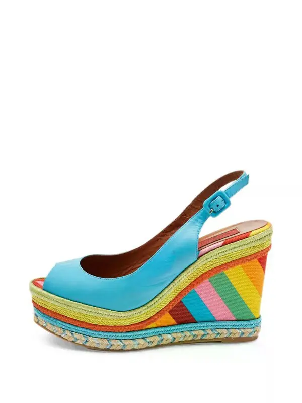 Valentino Garavani Striped Slingback Wedge Sandals