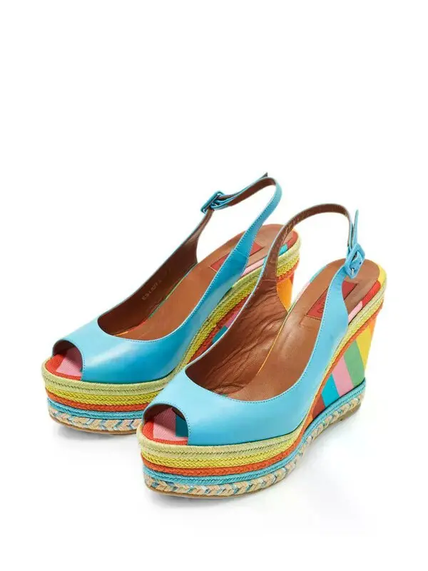 Valentino Garavani Striped Slingback Wedge Sandals