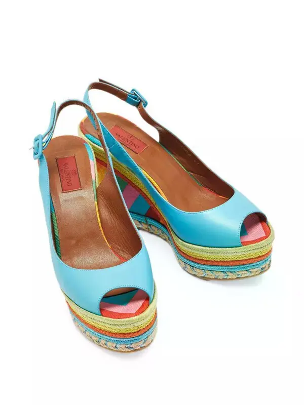 Valentino Garavani Striped Slingback Wedge Sandals