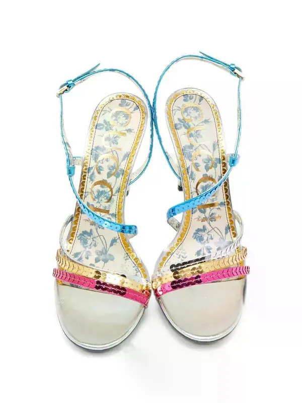 Gucci Sequin Embellished Slingback Heeled Sandals