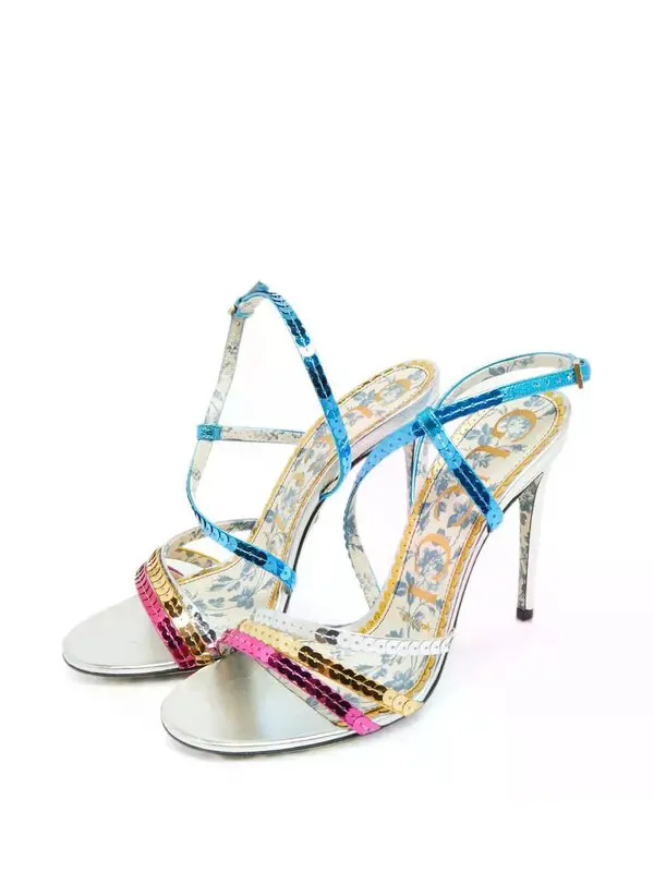 Gucci Sequin Embellished Slingback Heeled Sandals
