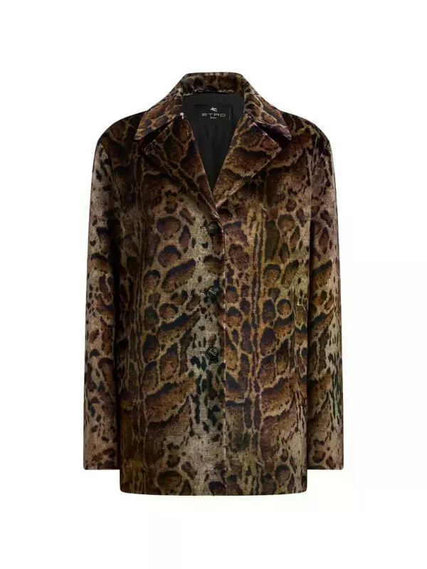 Etro Cropped Velvet Coat With Leopard Motif
