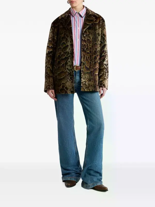 Etro Cropped Velvet Coat With Leopard Motif