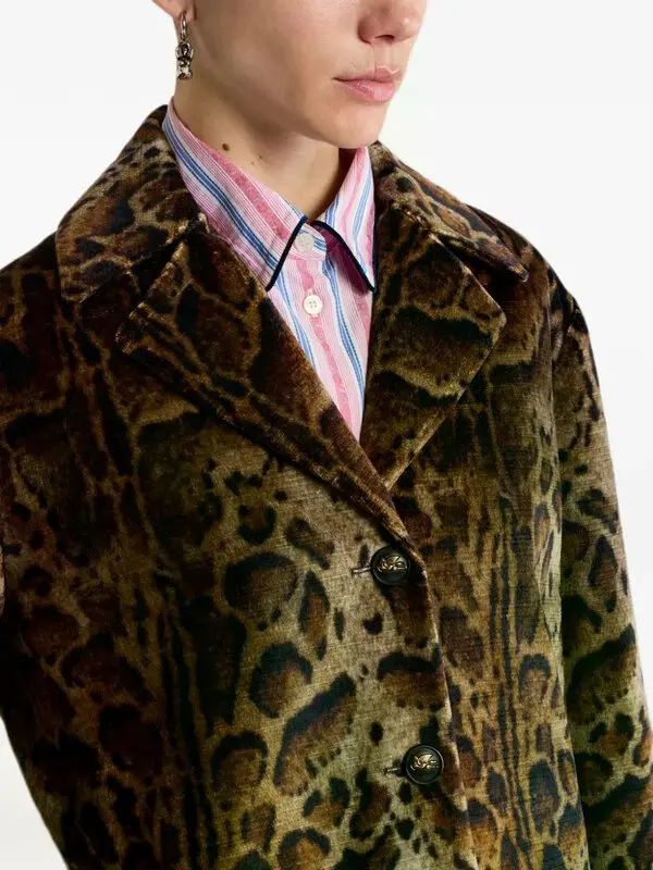 Etro Cropped Velvet Coat With Leopard Motif