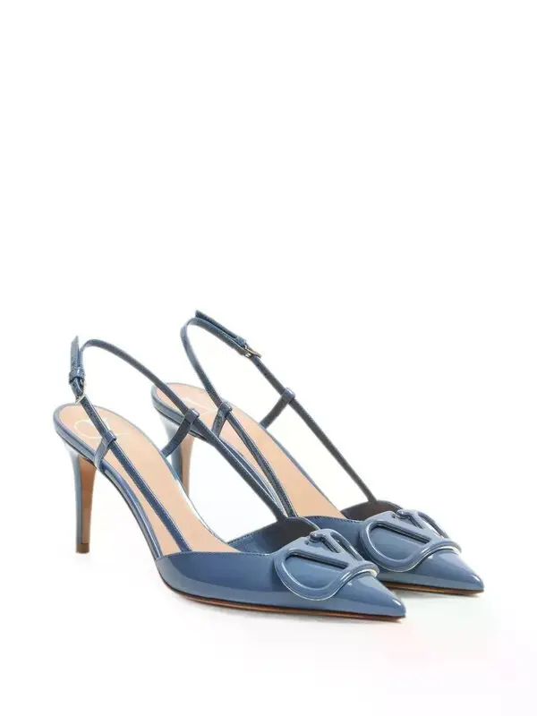 Valentino Garavani Vlogo Signature Patent-leather Slingback Pumps - Blue