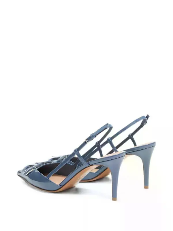 Valentino Garavani Vlogo Signature Patent-leather Slingback Pumps - Blue