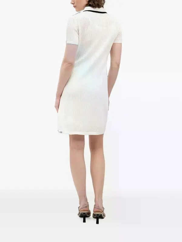 Hugo Ribbed-knit Mini Polo Dress - White