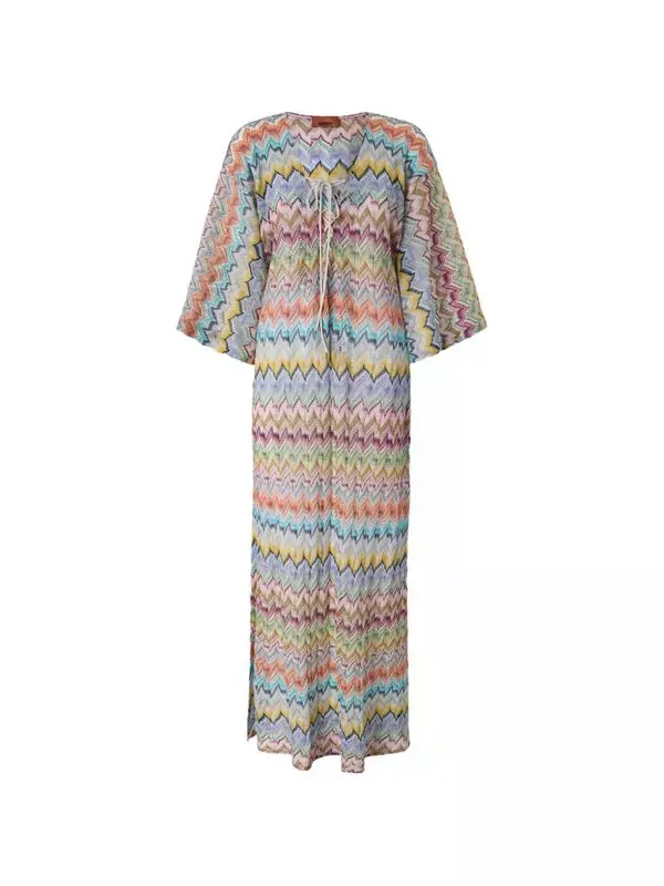 Missoni Zigzag-knit Lace-up Beach Dress - Blue