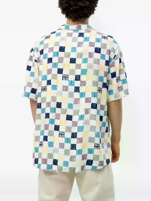 Hugo Check-print Logo-print Short Sleeved Shirt