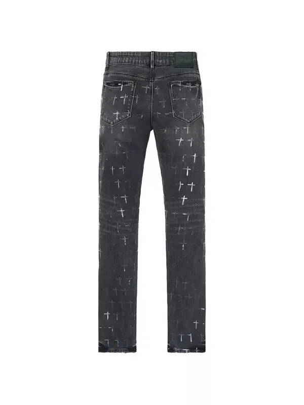 RtA Bryant Cross-print Denim Jeans - Grey