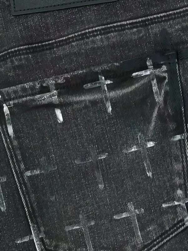 RtA Bryant Cross-print Denim Jeans