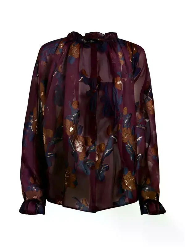Etro Silk-blend Jacquard Shirt With Fil Coupé Flowers - Red