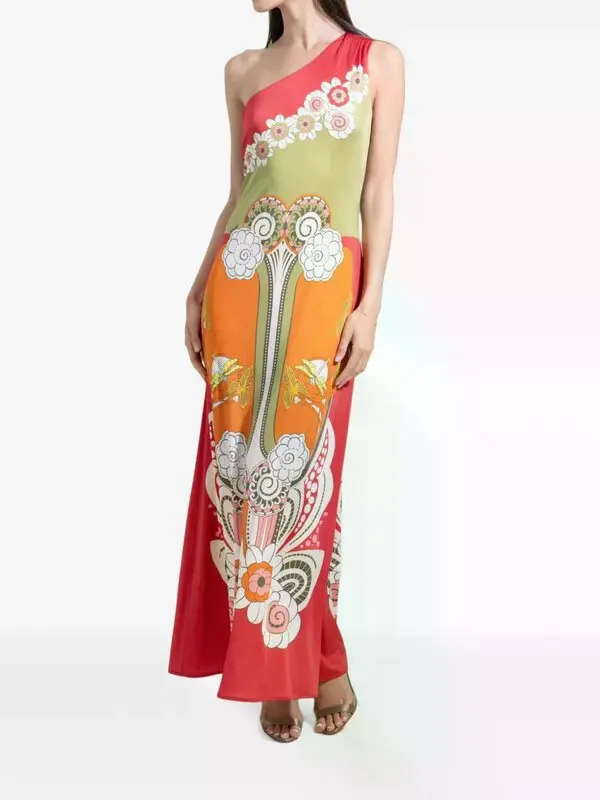 La DoubleJ Ambrosia Placed One-shoulder Maxi Dress - Red