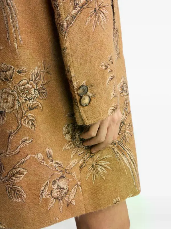 Etro Mohair-blend Jacquard Coat With Nature Motif