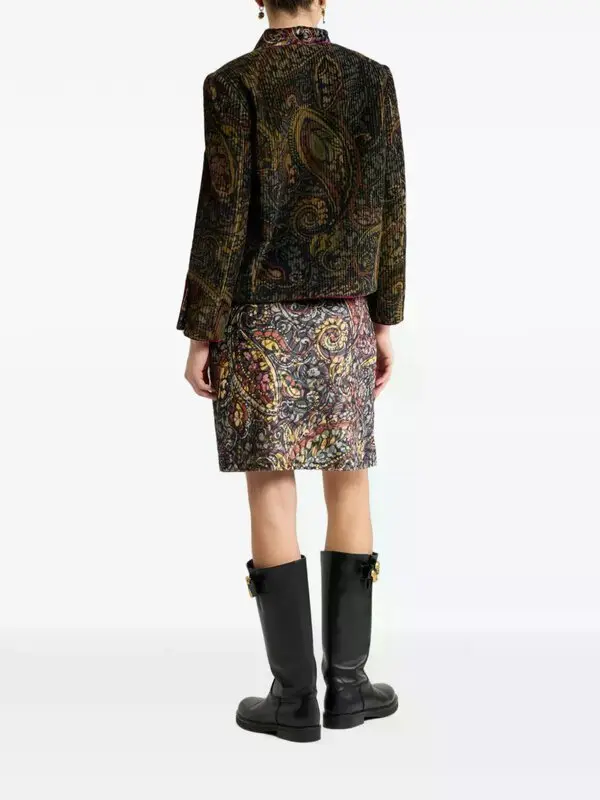 Etro Cotton Corduroy Jacket With Floral Paisley Overprint