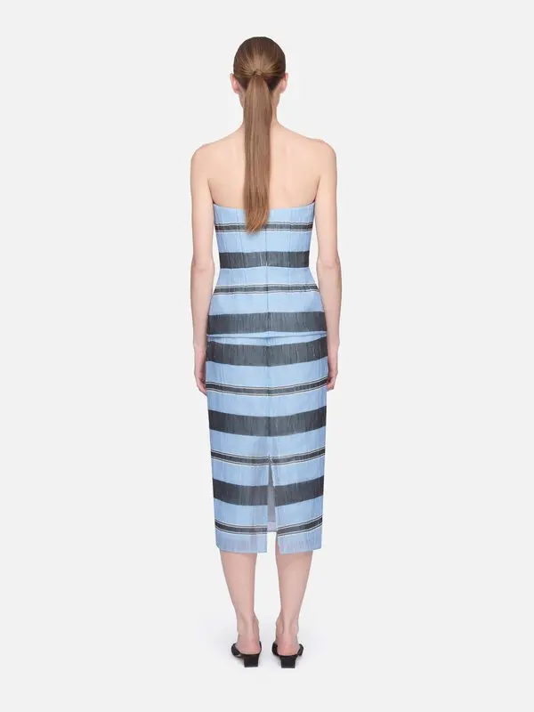 EMILIA WICKSTEAD Strapless Striped Textured Organza Top