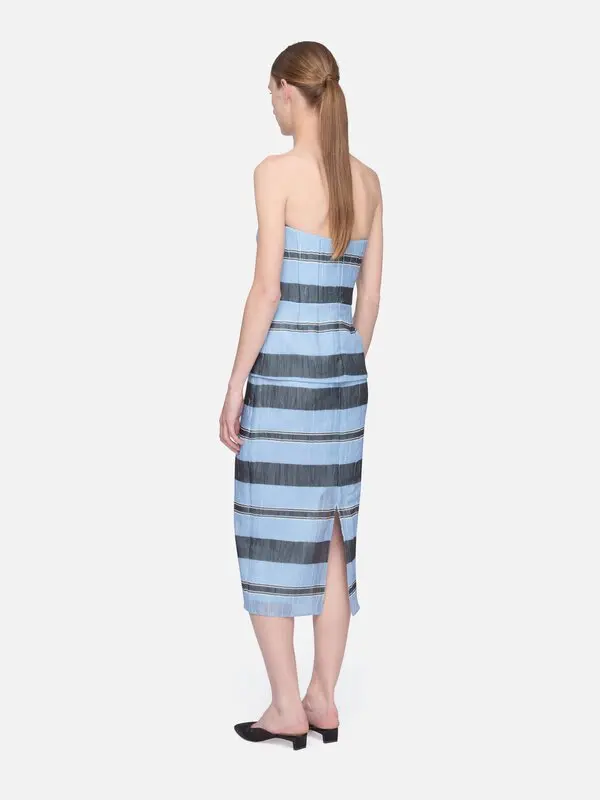 EMILIA WICKSTEAD Strapless Striped Textured Organza Top