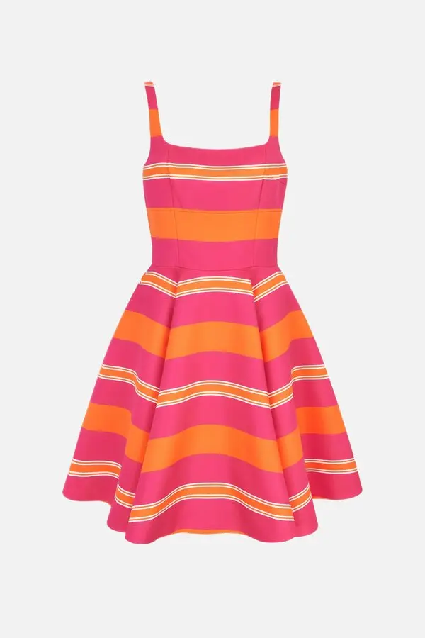 EMILIA WICKSTEAD Mini Mona Dress In Striped Taffeta Faille - Orange