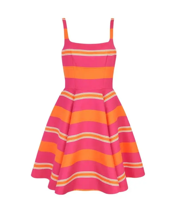 EMILIA WICKSTEAD Mini Mona Dress In Striped Taffeta Faille - Orange