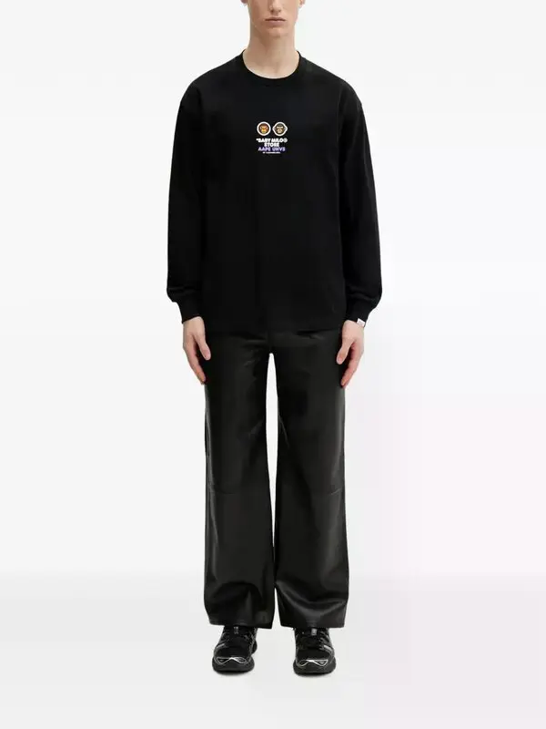AAPE BY *A BATHING APE Baby Milo Graphic-print Long-sleeve T-shirt - Black
