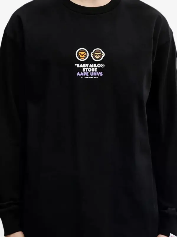 AAPE BY *A BATHING APE Baby Milo Graphic-print Long-sleeve T-shirt - Black