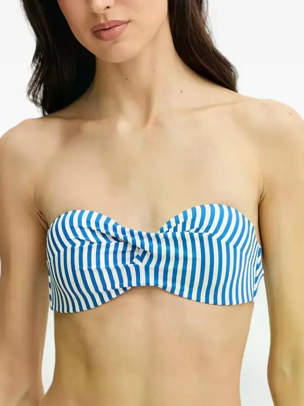 TWINSET Striped Print Bandeau Bikini Top - Blue
