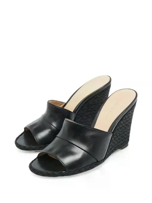STUART WEITZMAN Woven Wedge Sandals - Black