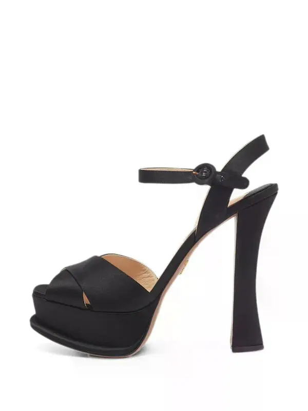 Prada Satin Criss-cross Platform Sandals - Black