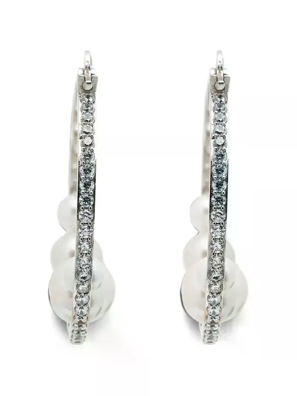 Miu Miu Faux Pearl And Crystal Hoop Earrings - Silver