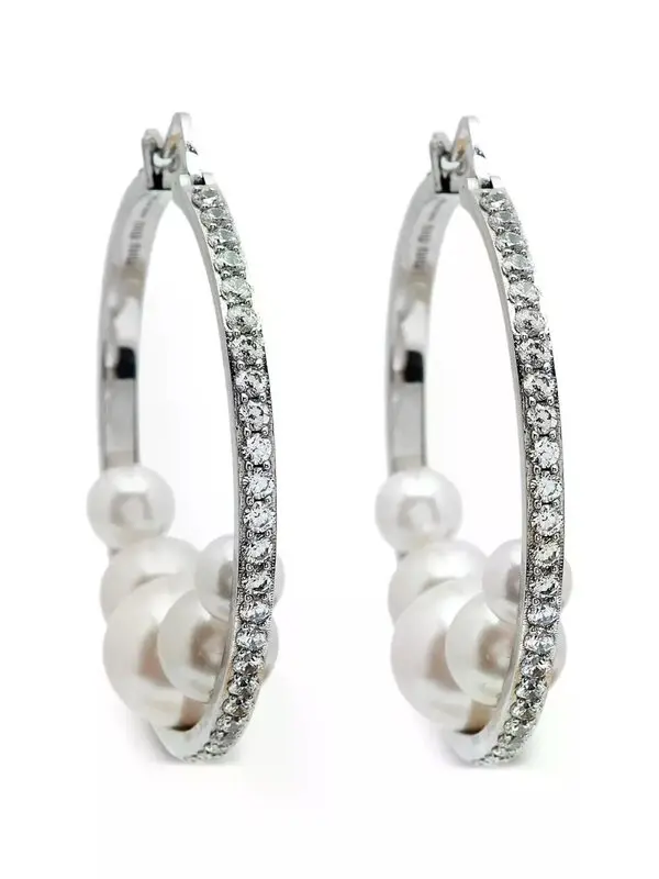Miu Miu Faux Pearl And Crystal Hoop Earrings