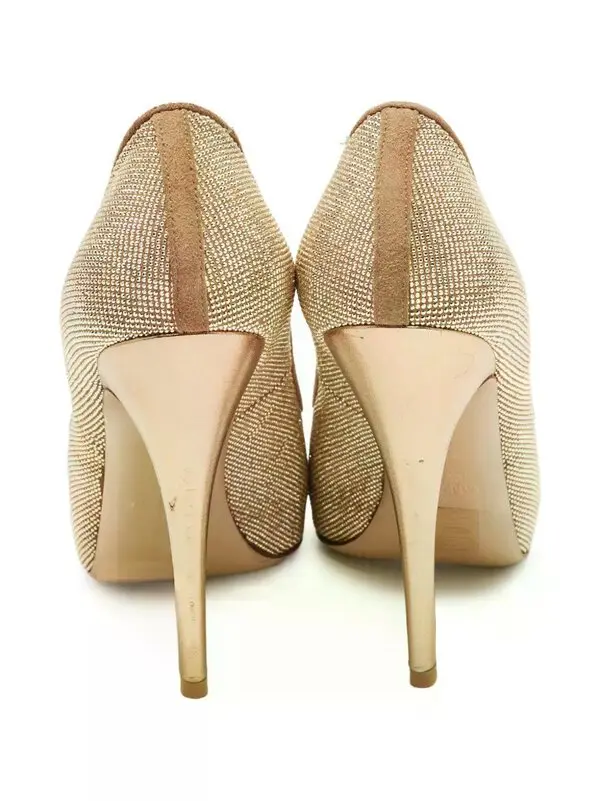 Valentino Garavani Beige Suede Peep-toe Heeled Pumps